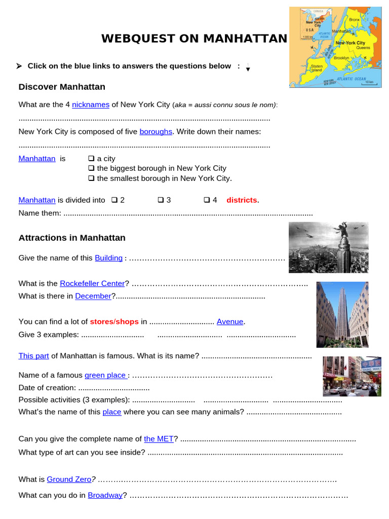 Webquest On Manhattan 3 | PDF