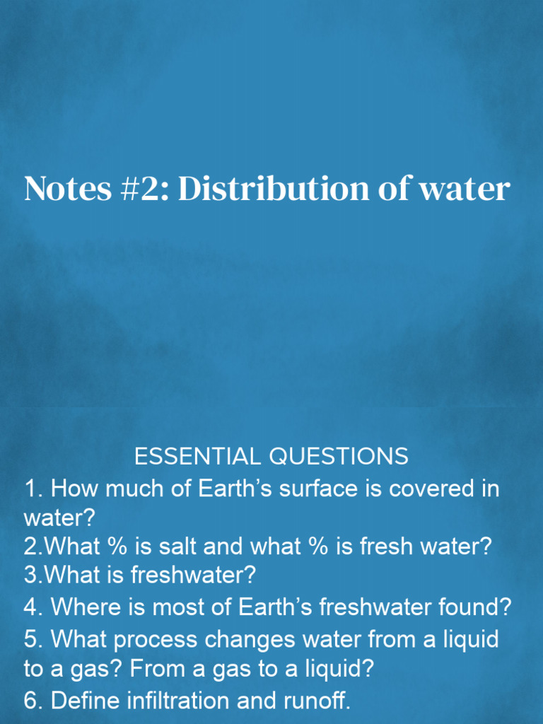 Earth's Water Distribution Explained | PDF | Aquifer | Water