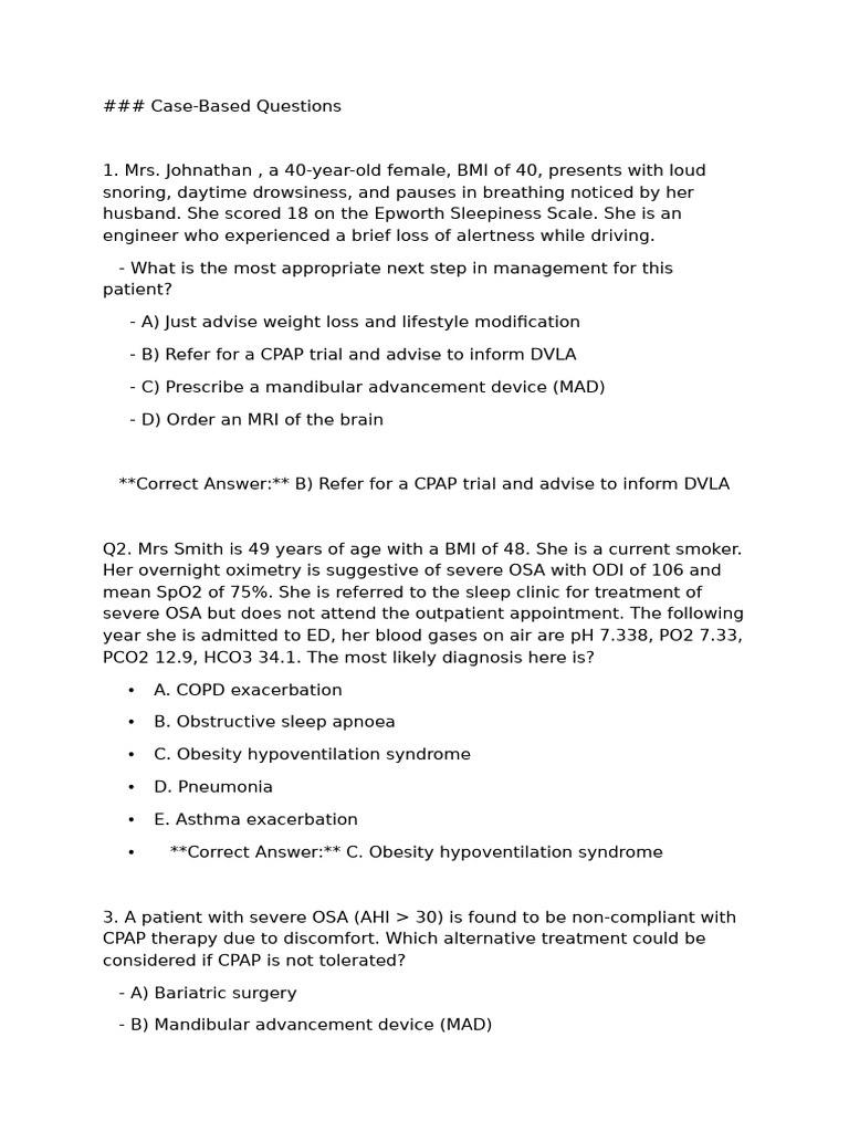 sleep quiz | PDF | Sleep Apnea | Episodic And Paroxysmal Disorders