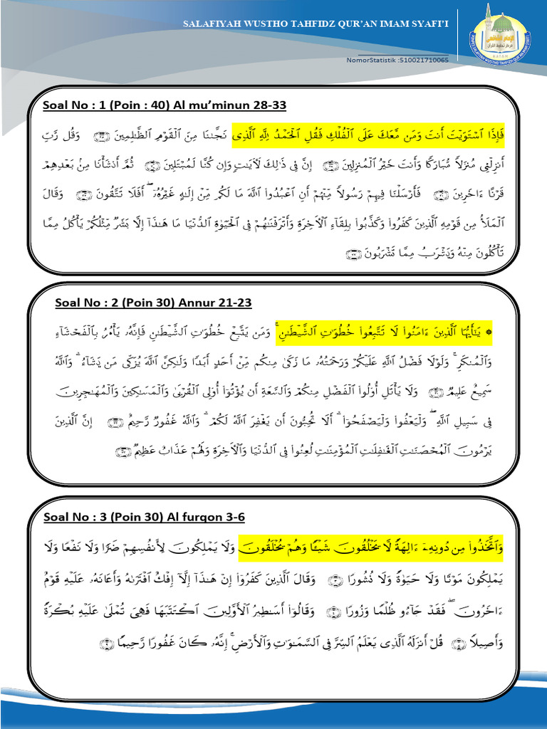 Soal Juz 18 | PDF