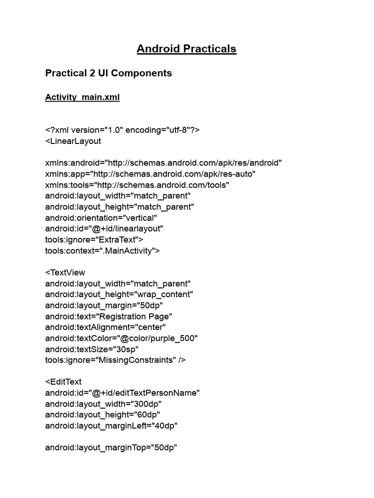 Android Practicals | PDF | Android (Operating System) | Computer Programming