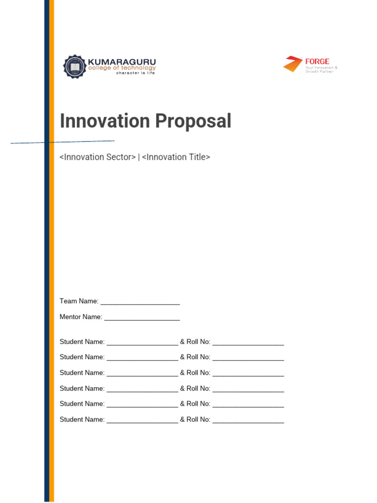 Innovation Brief - Proposal Document - Innovation Title - Roll No | PDF | Usability | Prototype