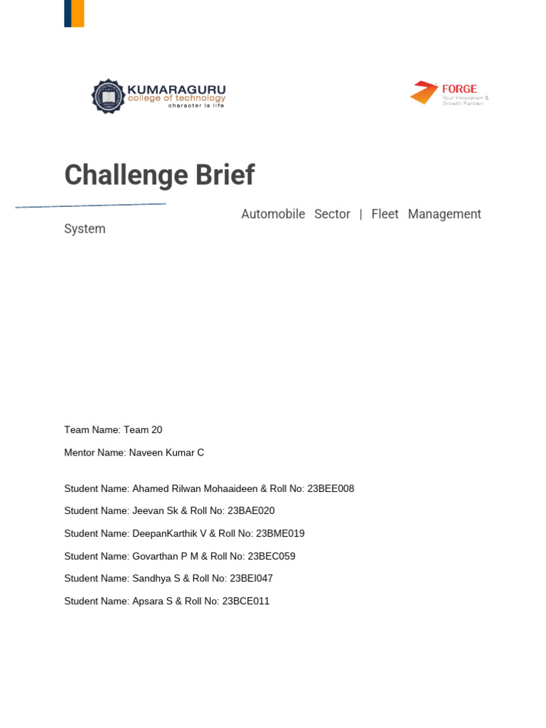 Challenge Brief - Innovation Title - 23BEE008 | PDF | Reliability ...