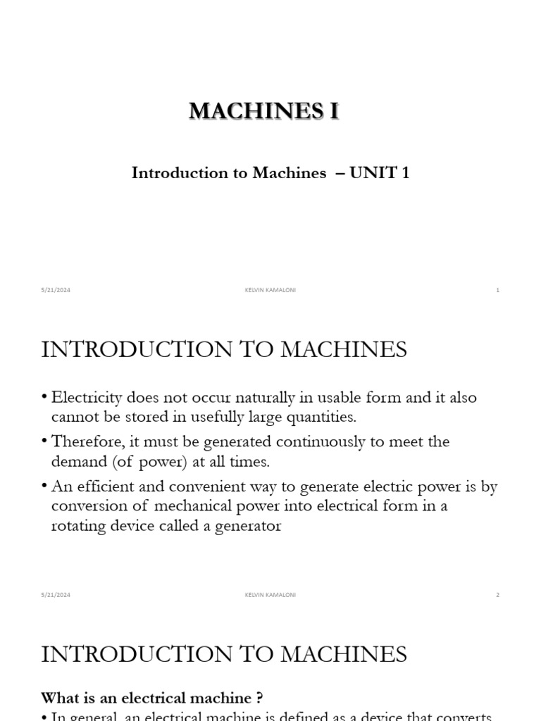 UNIT 1 - Introduction To Machines | PDF | Electric Motor | Electrodynamics