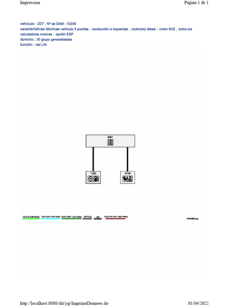 11.peugeot 207 8HZ Diesel Generalidades Red LIN Esquema Sinóptico | PDF