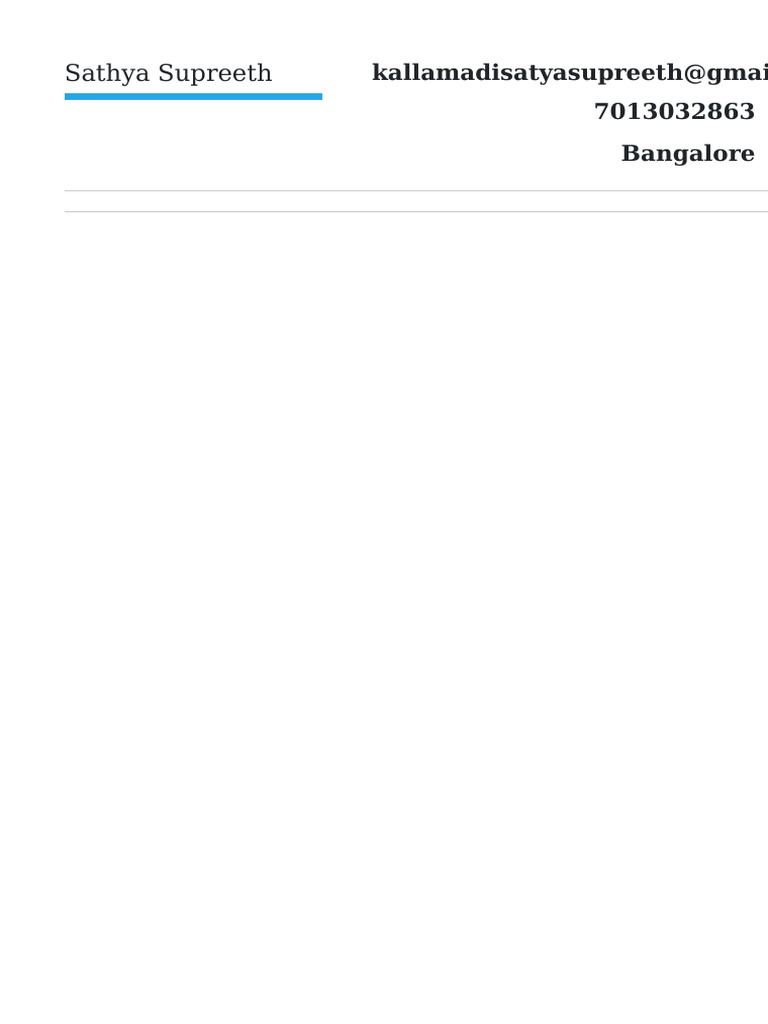 Sathya Supreeth: 7013032863 Bangalore | PDF