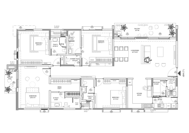 A1 4BHK Floor Plan | PDF