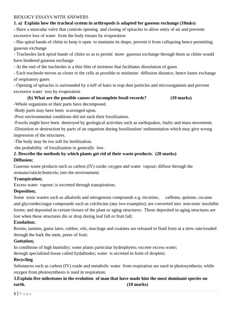 BIOLOGY ESSAYS-WPS Office | PDF | Heart | Ventricle (Heart)