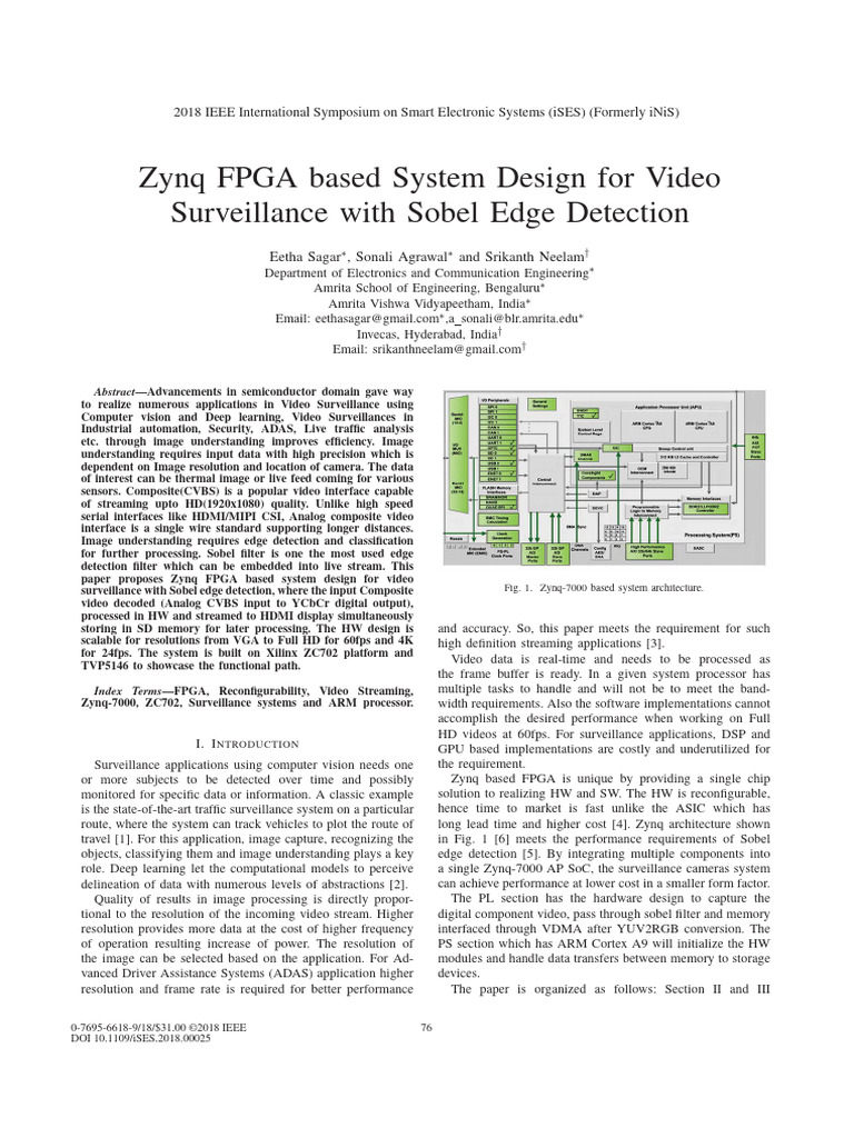 Zynq FPGA Based System Design For Video Surveillance With Sobel Edge Detection | PDF | Video | Hdmi