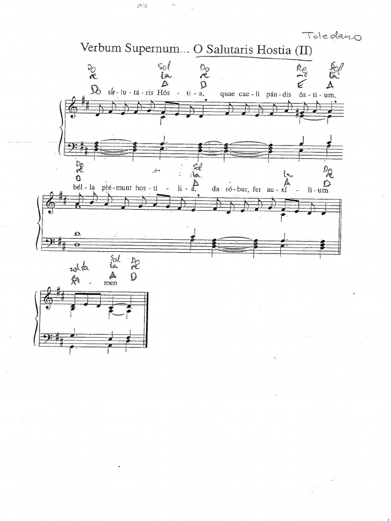 Verbum Supernum - O Salutaris Hostia | PDF
