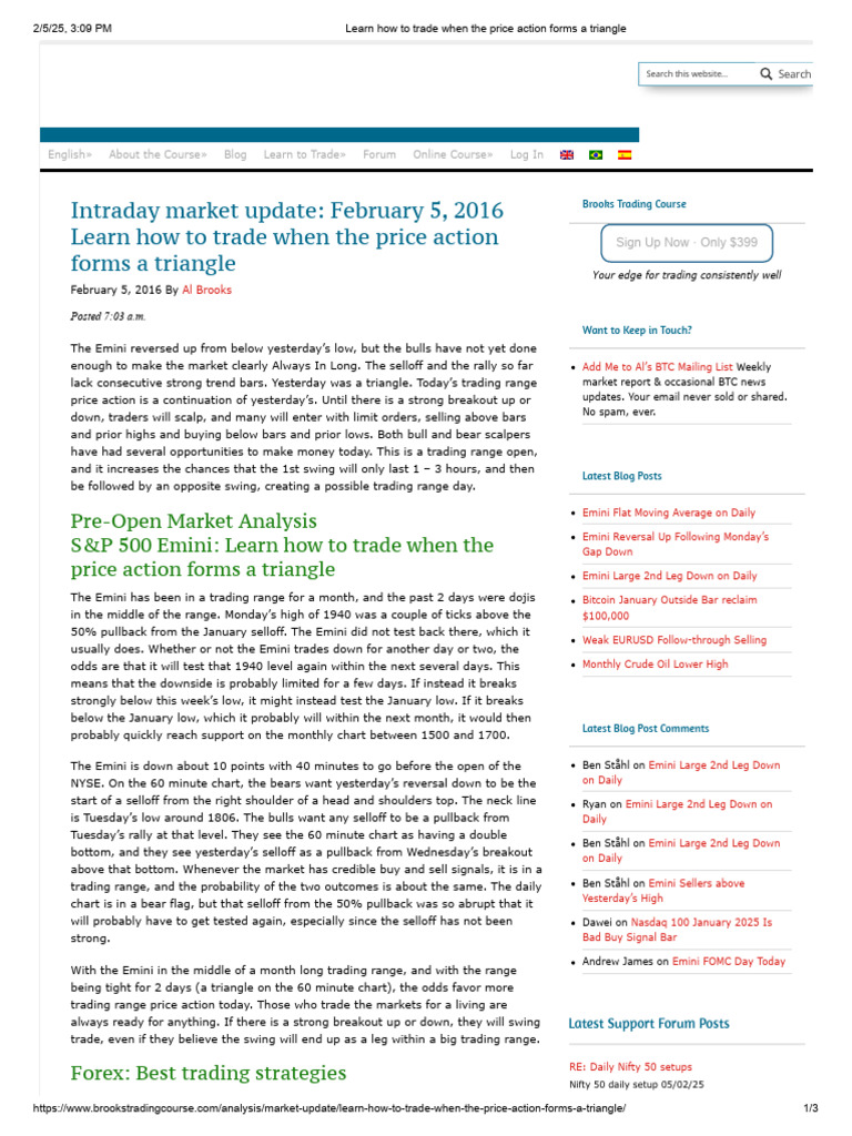 Learn How To Trade When The Price Action Forms A Triangle | PDF | Day ...