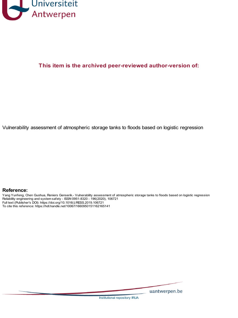 Vulnerability Assessment of Atmospheric Storage Tanks To Floods Based ...