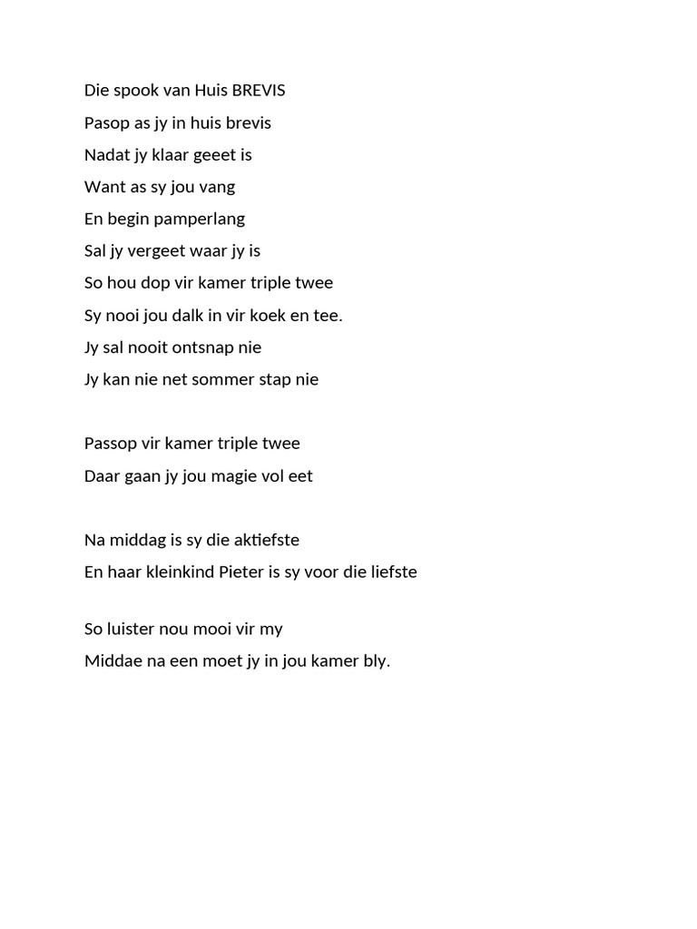 Die Spook Van Huis BREVIS | PDF