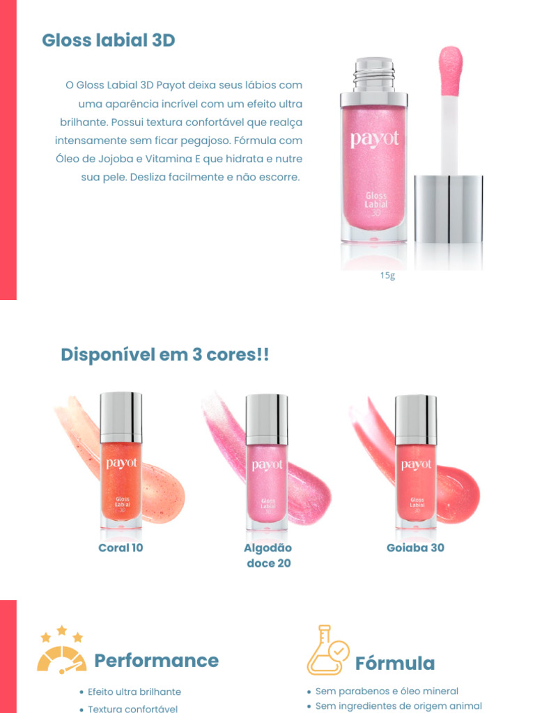 Gloss Labial 3D Payot: Brilho e Hidratação | PDF