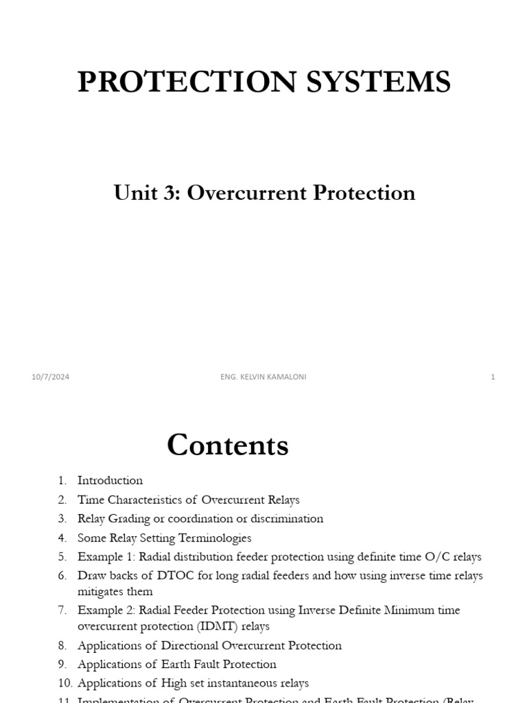 UNIT 3 - Overcurrent Protection | PDF | Relay | Electrical Engineering