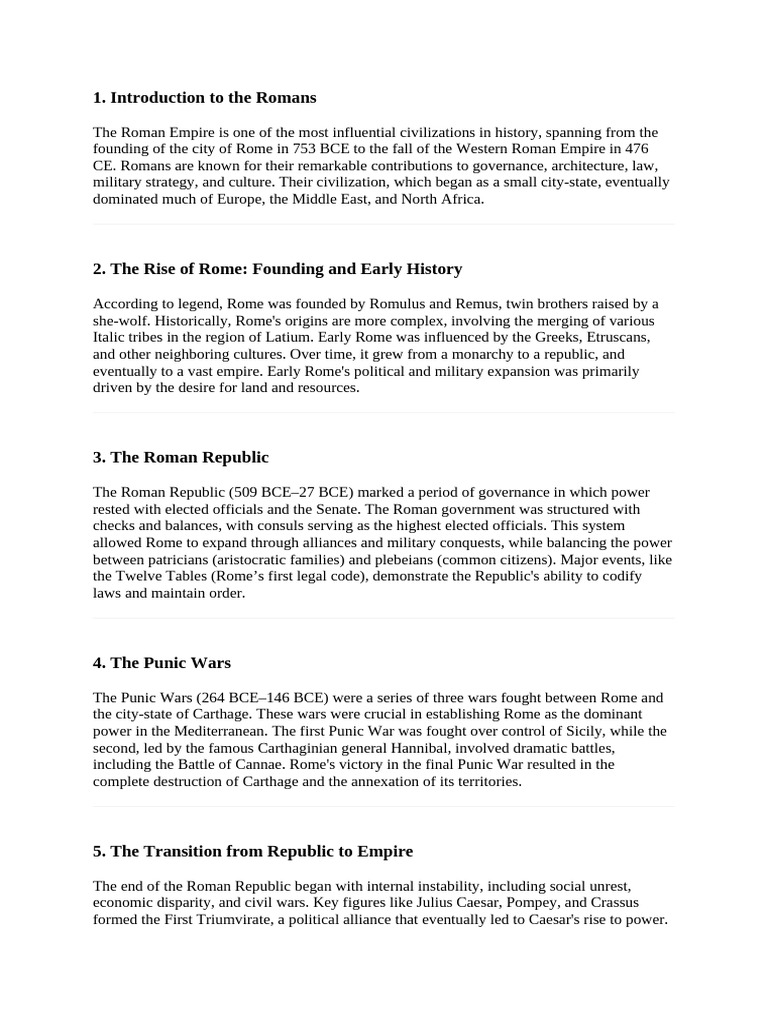 Roman Brief Information | PDF | Roman Republic | Ancient Rome