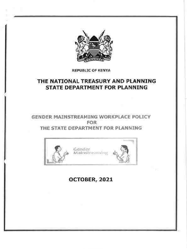 Gender Mainstreaming Workplace Policy For State Department For Planning ...