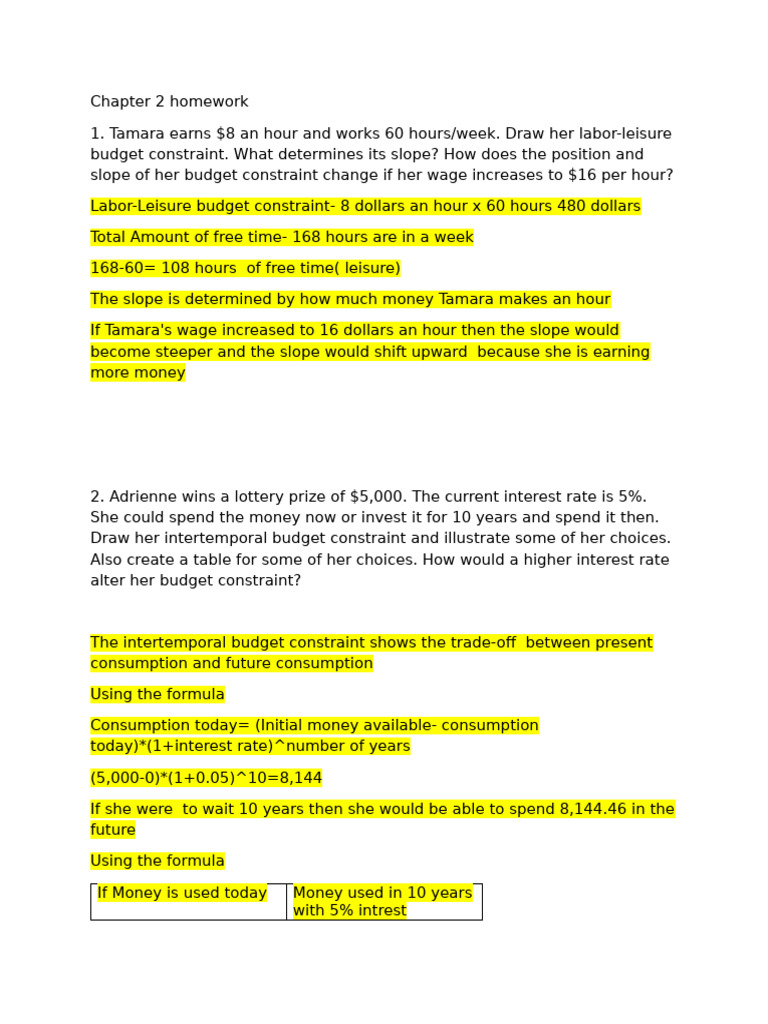(ECO225) Homework Questions Chapter 2 | PDF | Interest | Consumption (Economics)