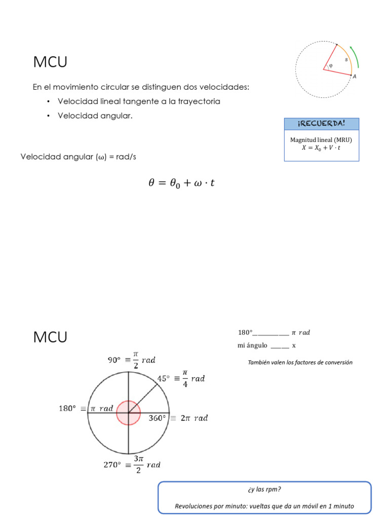 CINEMÁTICA_mcu | PDF | Velocidad | Aceleración