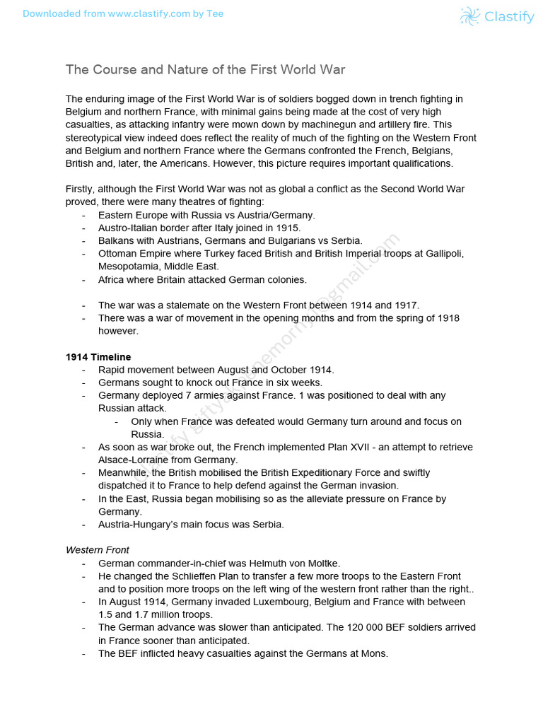 The Course and Nature of The First World War | PDF | Western Front (World War I) | Allies Of ...