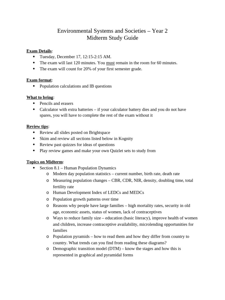 Year 2 Environmental Systems Midterm Guide | PDF | Agriculture | Soil