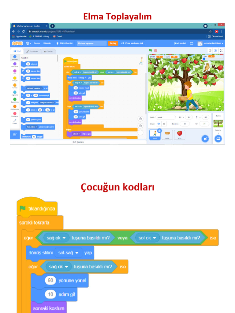 26 Scratch Ile Blok Tabanlı Kodlama Elma Toplama KOD | PDF