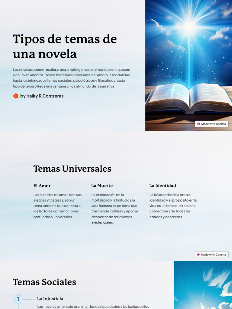 Tipos de Temas de Una Novela | PDF | Novelas | Existencia