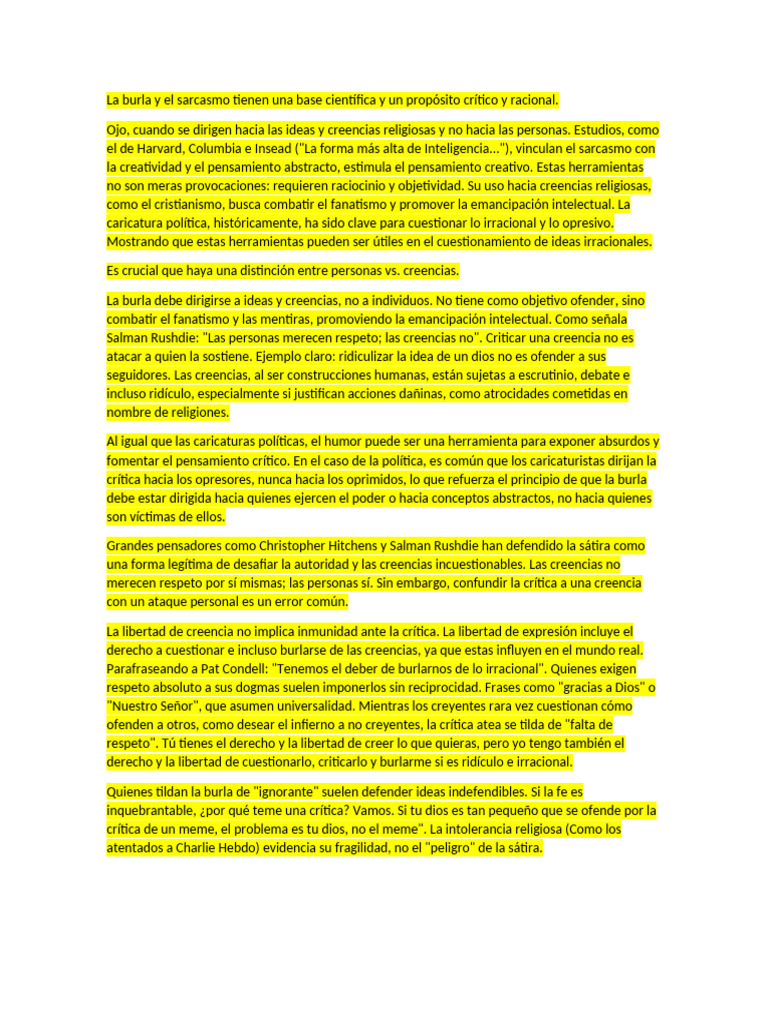 Burla y Sarcasmo: Herramientas Críticas | PDF | Tolerancia | Ateísmo