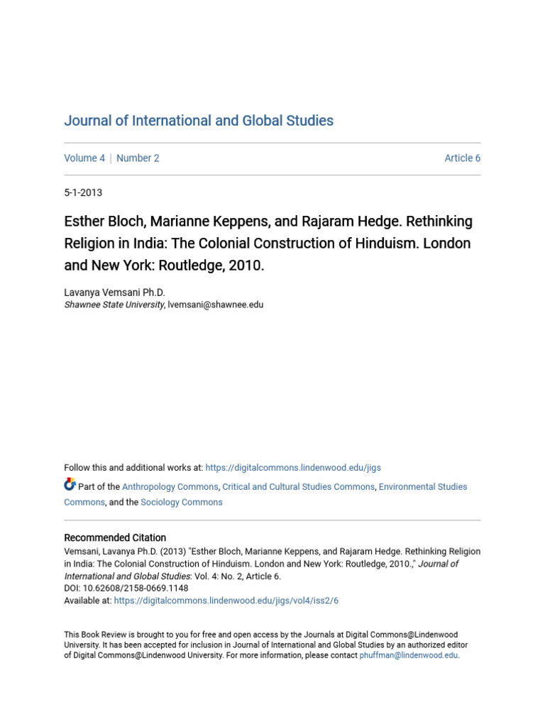 Rethinking Hinduism: Colonial Constructs | PDF | Indian Religions