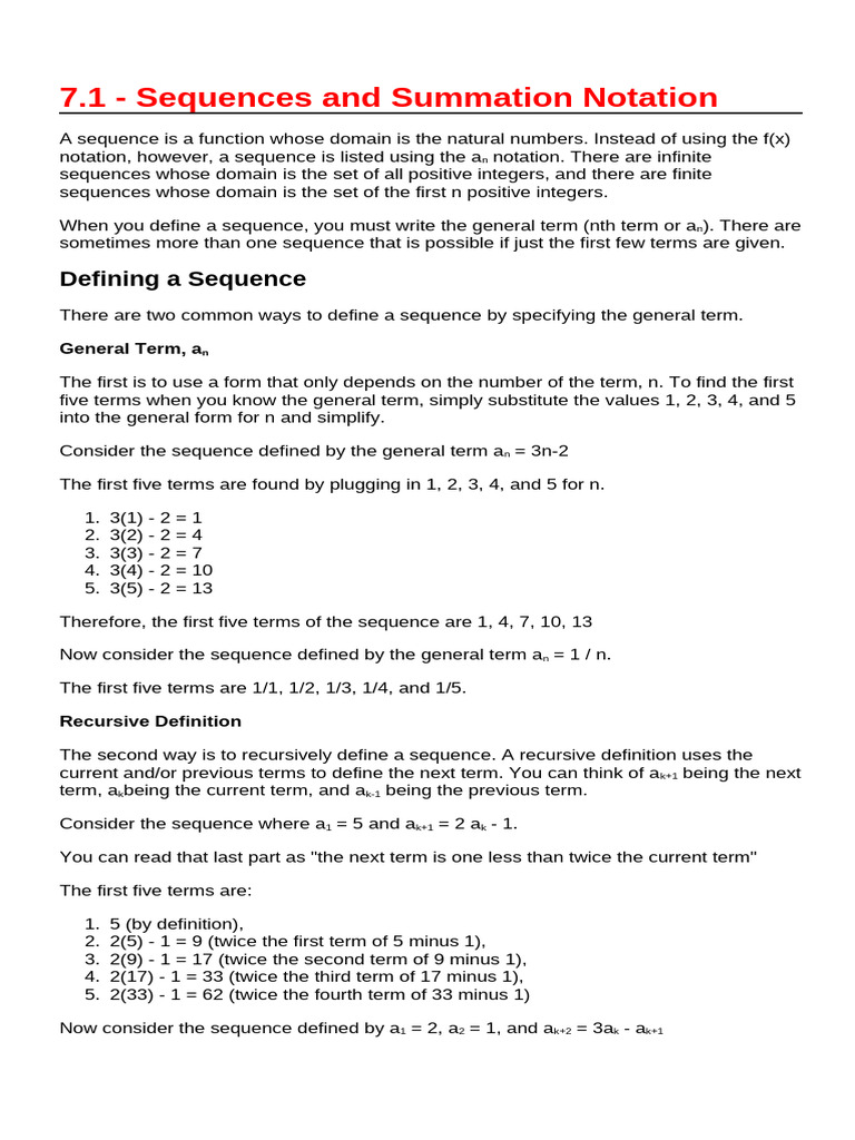 Chapter 7 - Sequences and Probability | PDF | Summation | Sequence