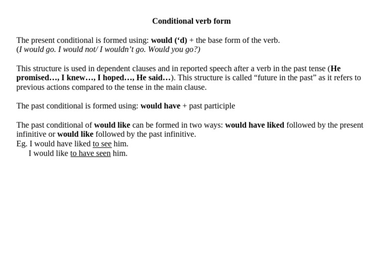 Understanding Conditional Verb Forms | PDF