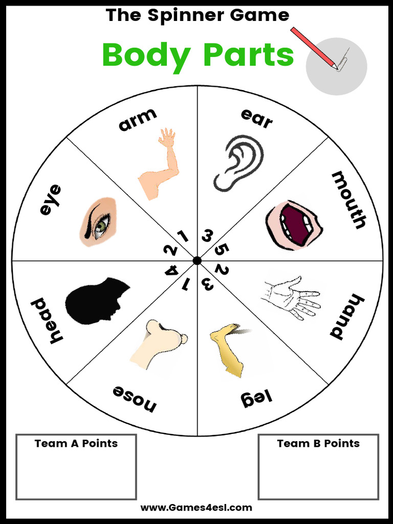 Body Parts Board Game Spinner Game | PDF
