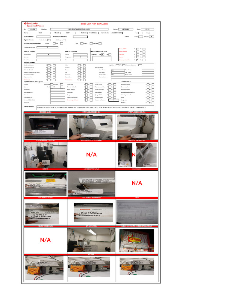 HEB Saltillo Fundadores: Checklist Instalación | PDF