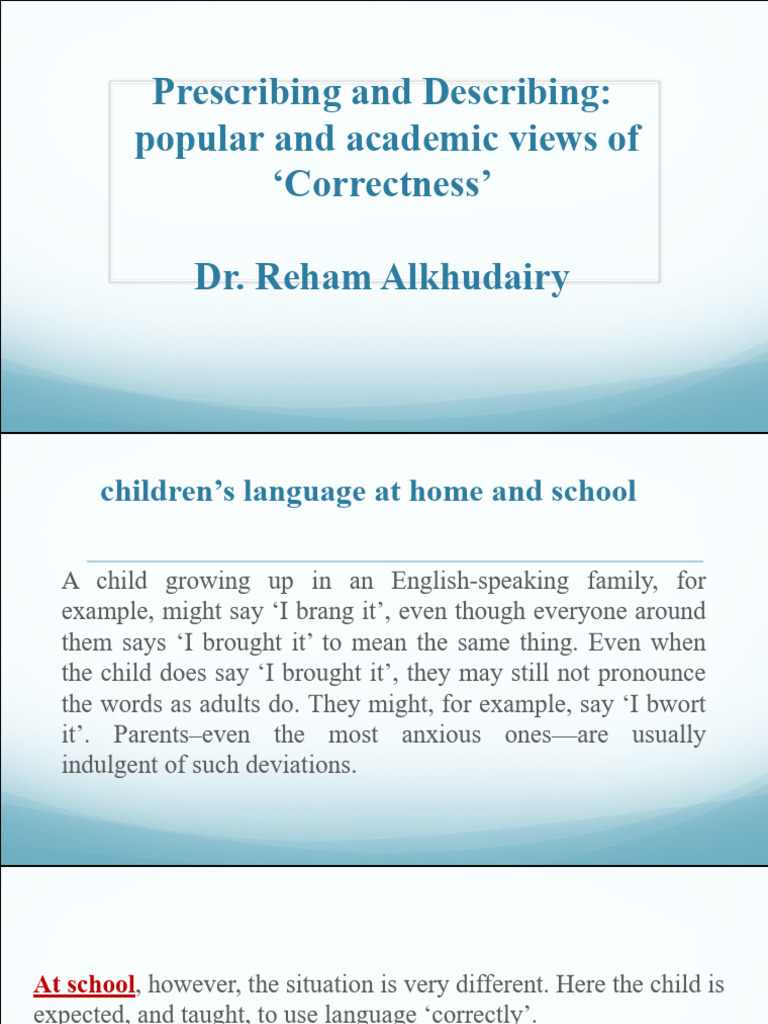 Prescribing and Describing, Child Language Acquisition | PDF | Dialect | Grammar