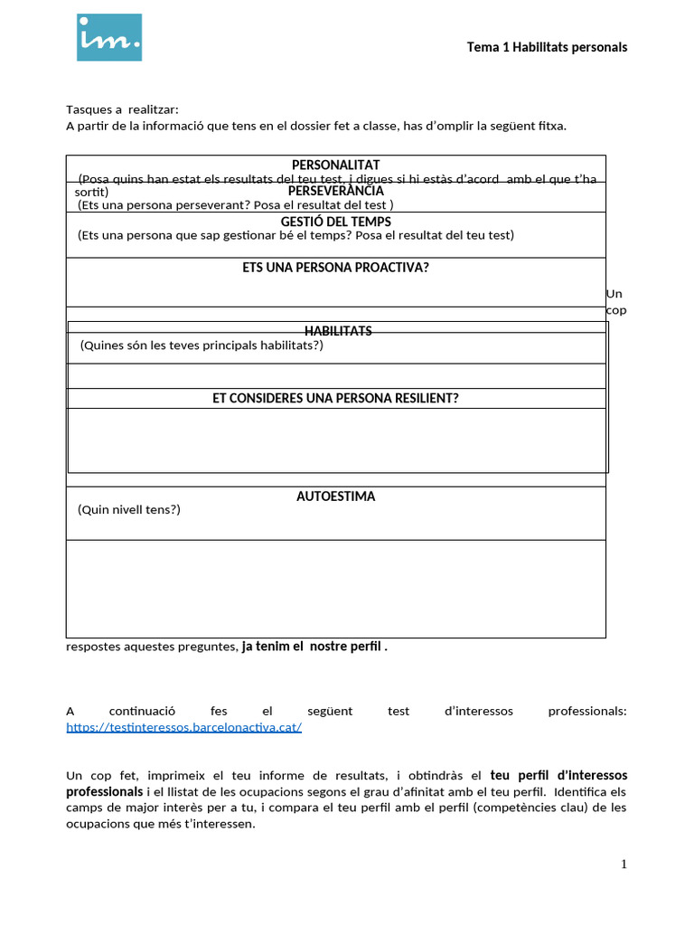 TASCA Interessos Professionals | PDF