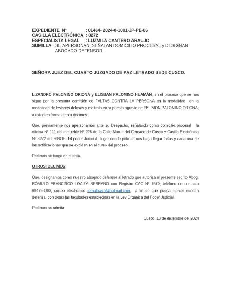 Designación de Abogado en Proceso Judicial | PDF