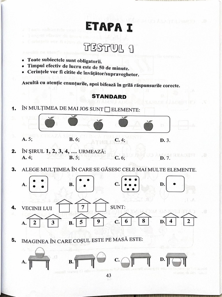 Comper MEM Etapa 1 Clasa Pregatitoare | PDF