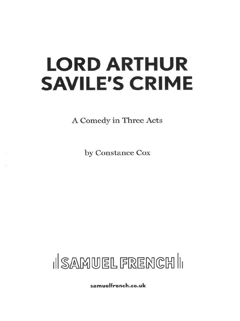 Lord Arthur Savile's Crime Script | PDF