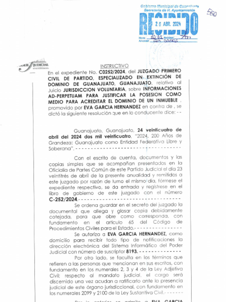 6.6. Exp. C0252 2024 Juicio Jurisdiccion Voluntaria | PDF