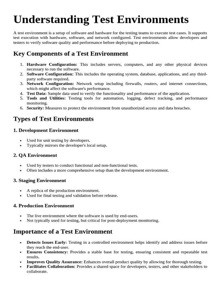 Understanding Test Environments Topic 3 | PDF | Software Testing ...