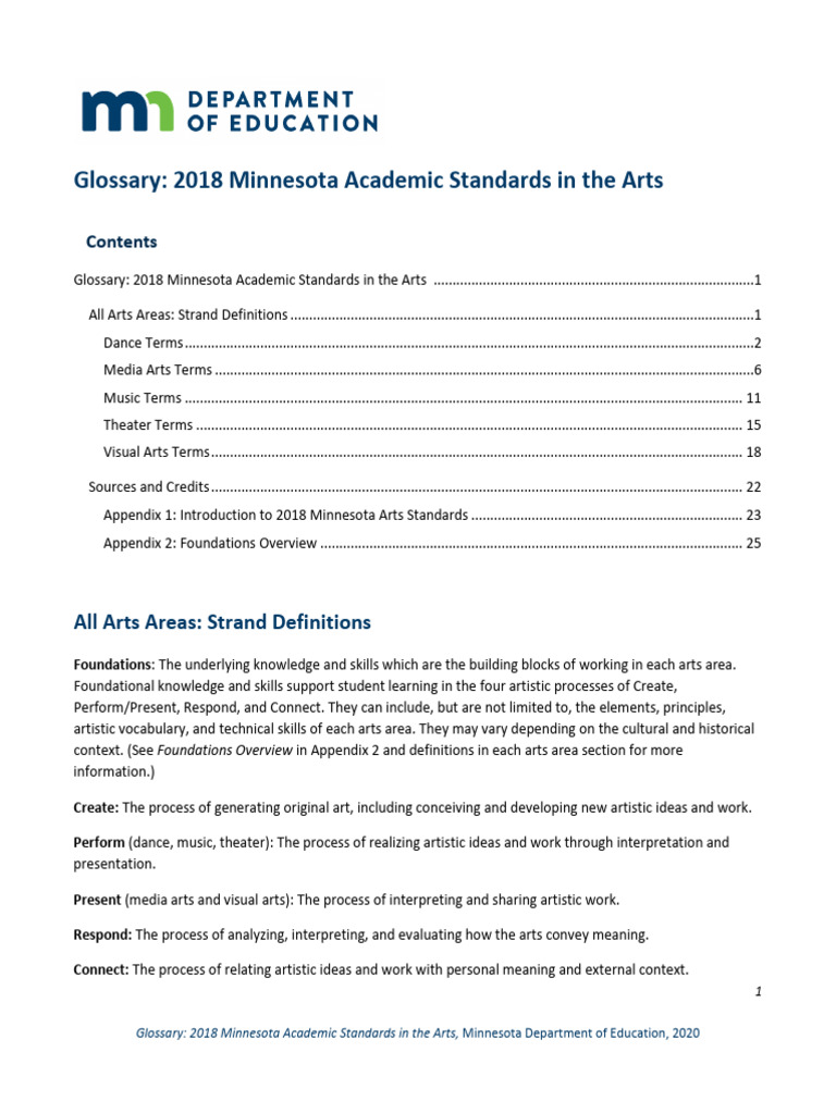 Theater Glossary Companion To 2018 Arts Standards 1 | PDF | Theatre ...