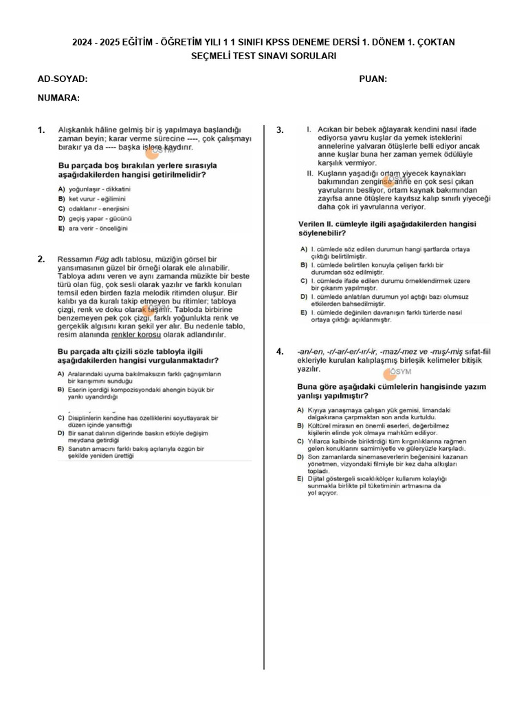 KPSS DENEME | PDF