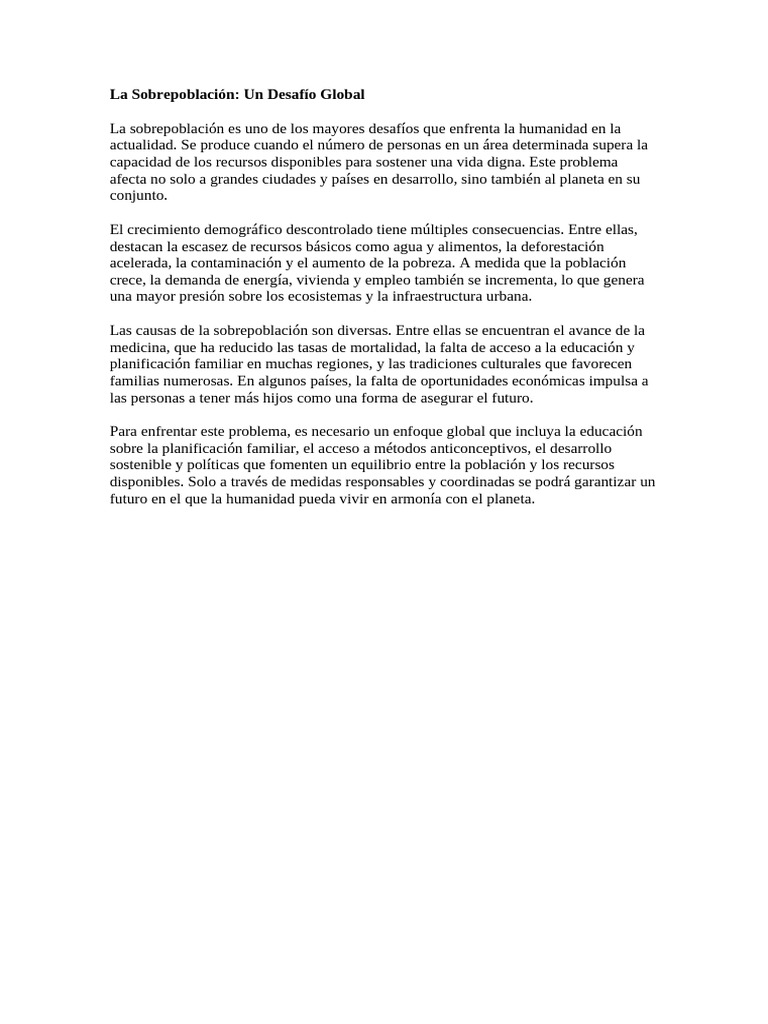 La Sobrepoblación | PDF