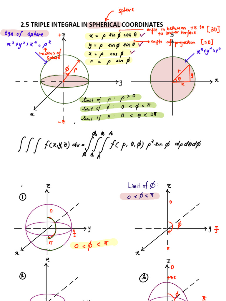 2.5 Triple Integral in Spherical Coordinate Copy f6N | PDF | Sphere ...