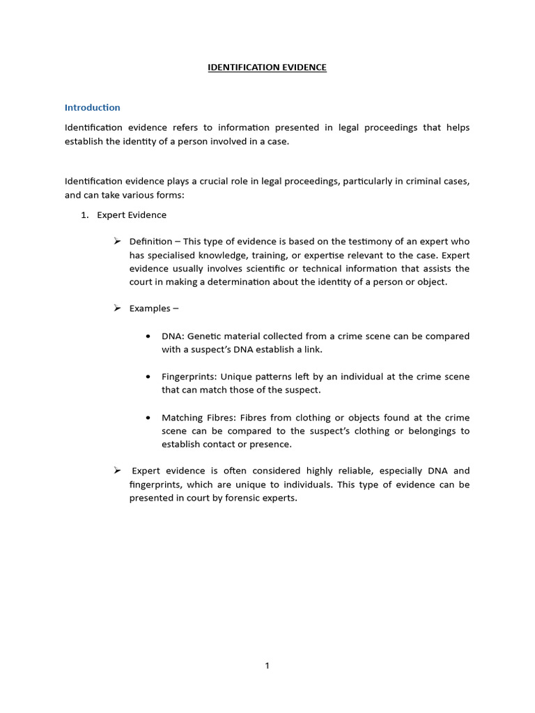 Topic 3 - Identification Evidence | PDF | Witness | Miscarriage Of Justice