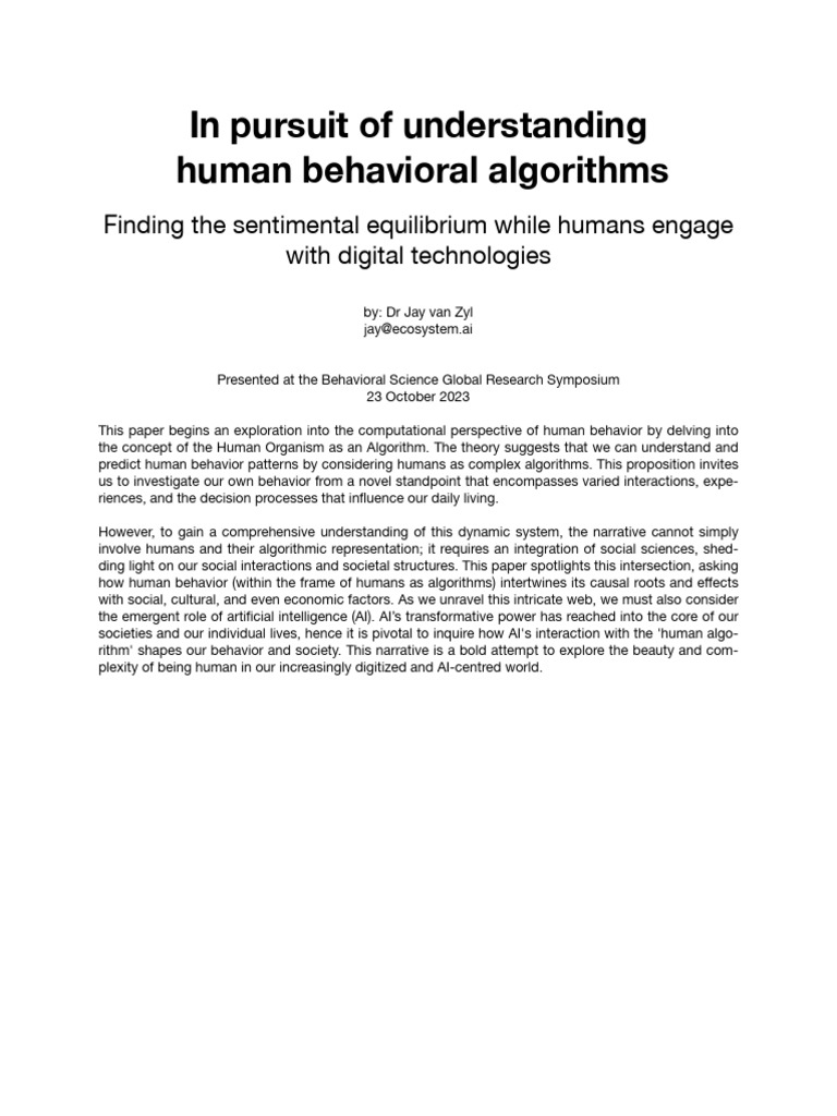Human Behavior as Digital Algorithms | PDF | Artificial Intelligence ...