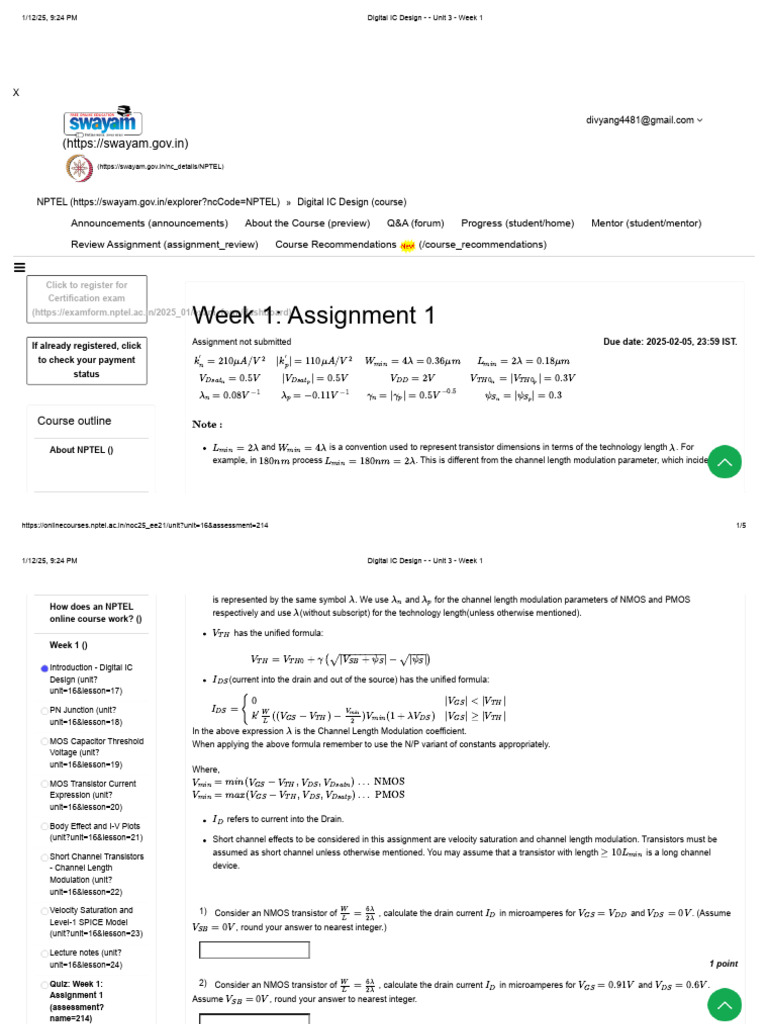 Nptel Digital Ic Design Notes Pdf Semiconductor Devices Computer