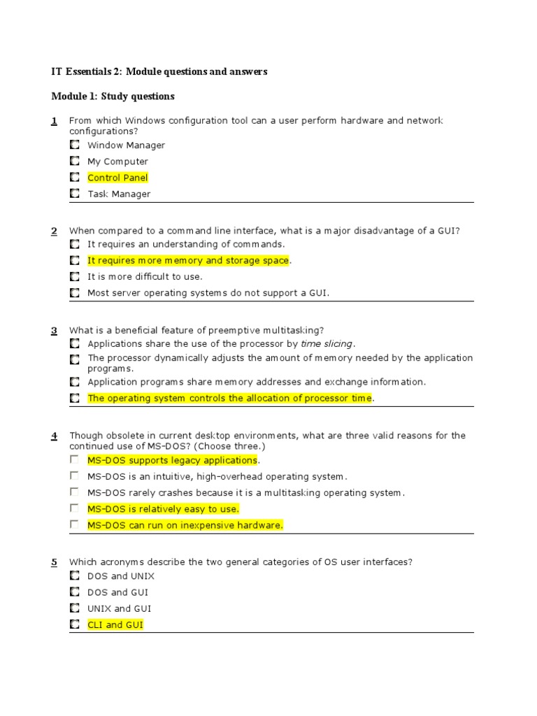Essentials 2 Network Operating Systems Questions and Answer | PDF ...
