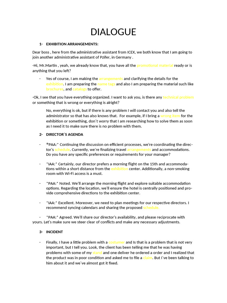 Dialogue Proyect Second Term | PDF