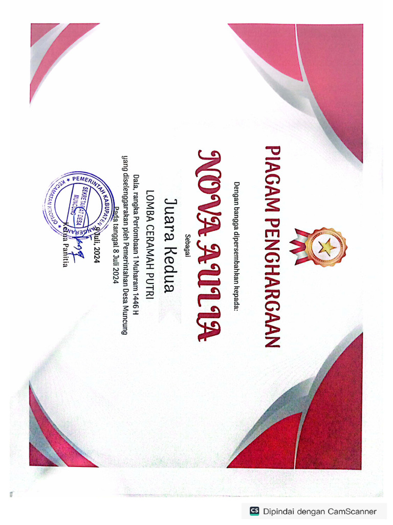 Sertifikat Ceramah Putri | PDF